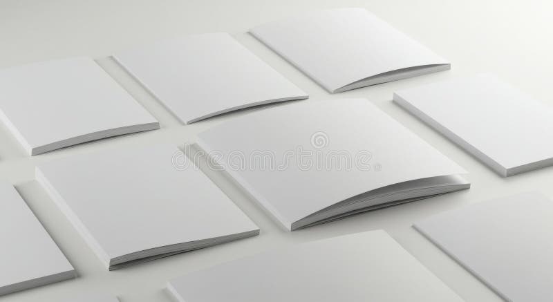 White Blank Brochures Mockup Stacked on White Background Stock ...