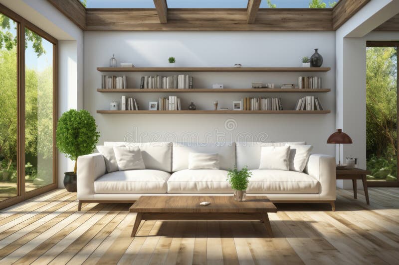 White Blank Canvas on a Modern Living Room. Generative AI Stock ...