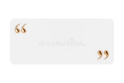 White Blank Card with Golden Quotation Marks. 3d Rendering Stock ...