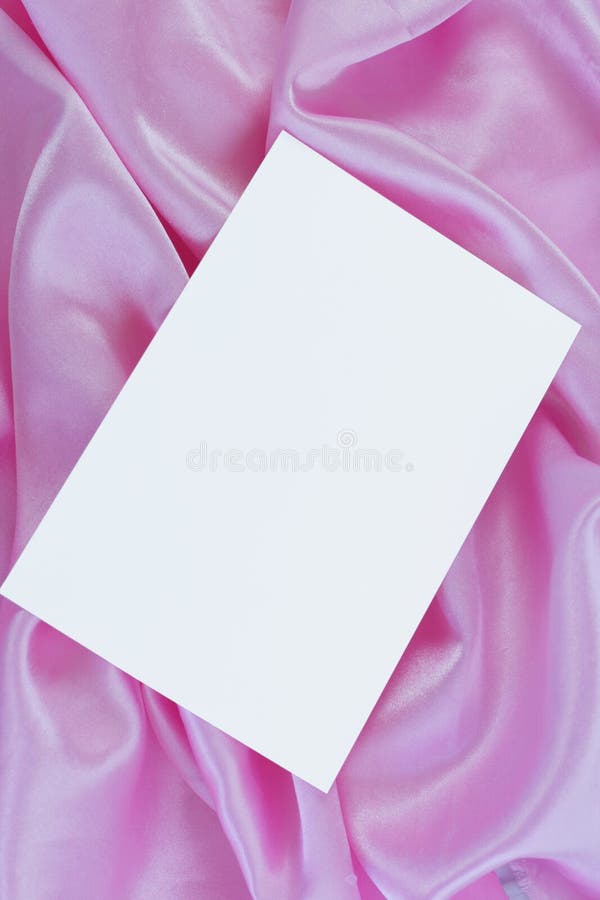 White Blank Card on Pink Satin Stock Image - Image of note, holiday ...