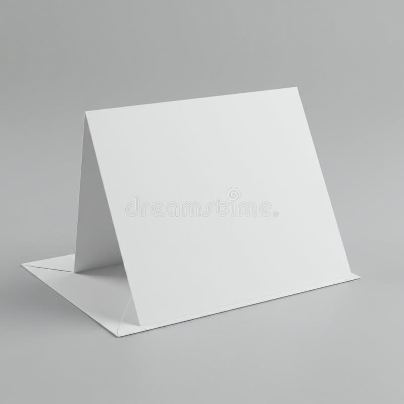 White Blank Card Tented on a Gray Surface. the Card is Folded in Half ...