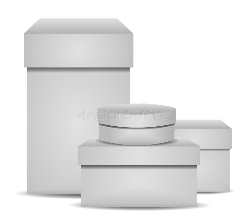 White Blank Cardboard Boxes in Various Shapes and Sizes Stock Vector ...