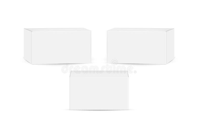White Blank Cardboard Package Boxes Mockup Isolated on White Background ...