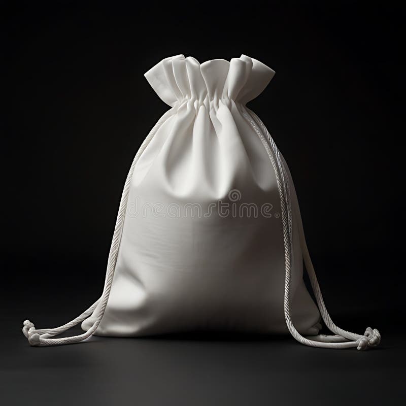 White Blank Cotton Drawstring Bag Mockup for Branding Design ...