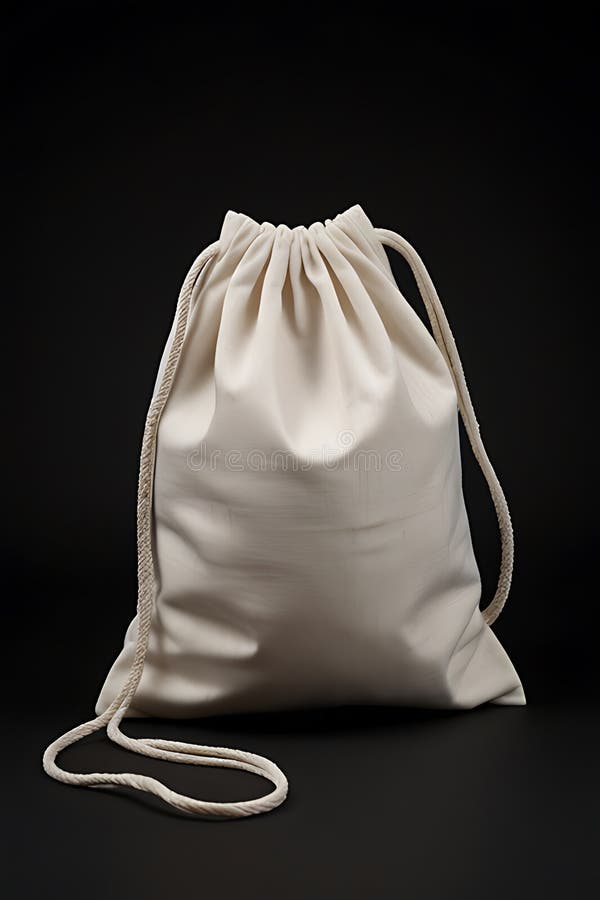 White Blank Cotton Drawstring Bag Mockup for Branding Design ...