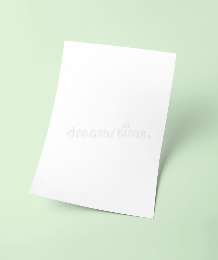 White Blank Document Paper Template with Green Background Stock Image ...