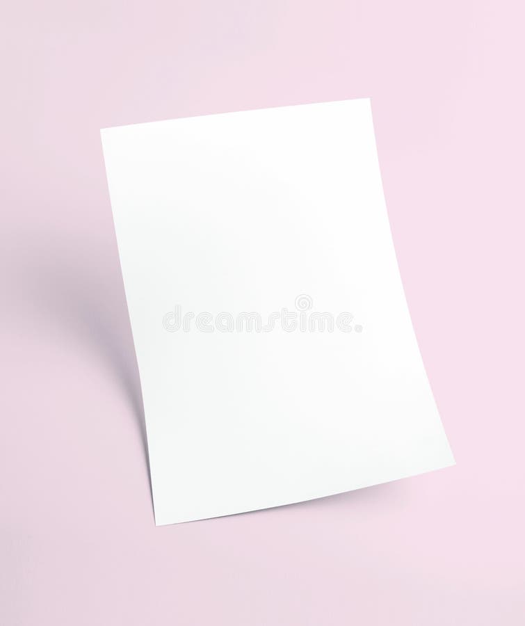 White Blank Document Paper Template with Pink Background Stock Image ...