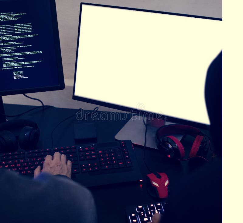 White Blank Empty Computer Screen Stock Photo - Image of screen, server ...