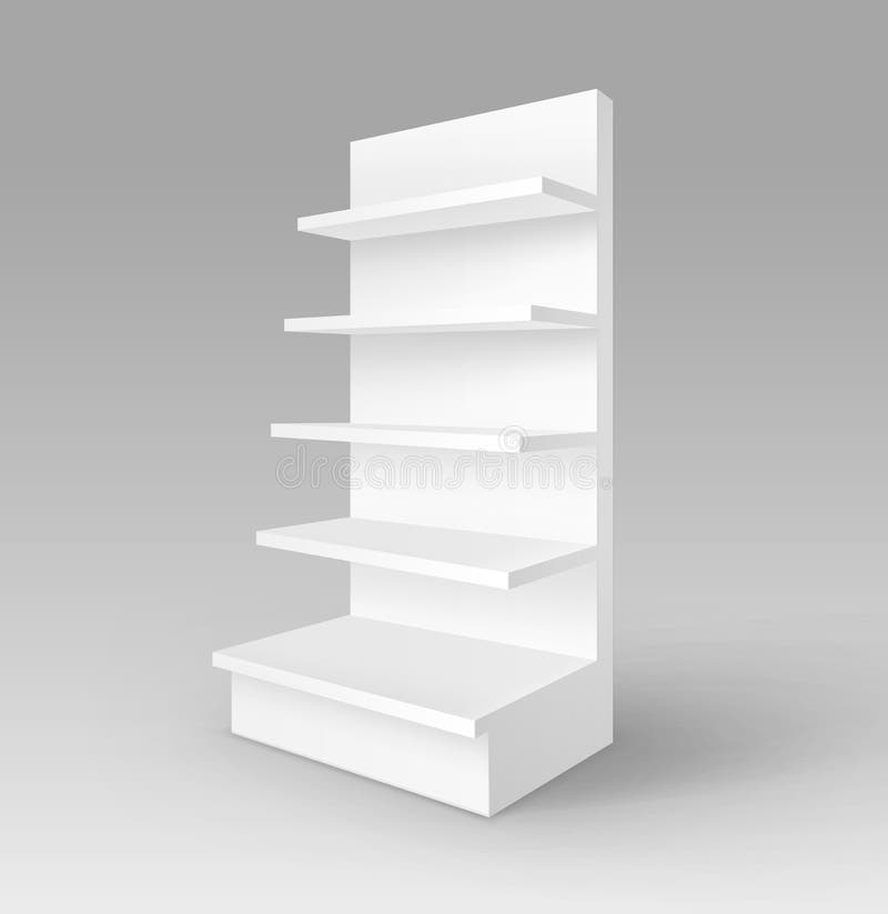 White Blank Empty Exhibition Trade Stand Shop Rack with Shelves ...