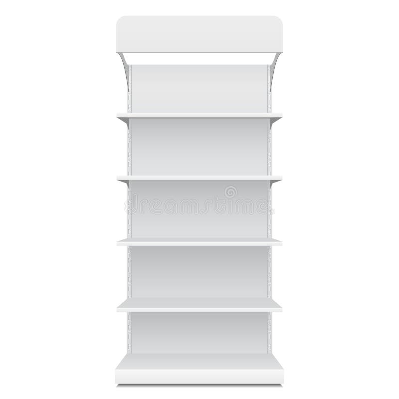 Shelves Front View on White Background. 3d Rendering Stock Illustration ...