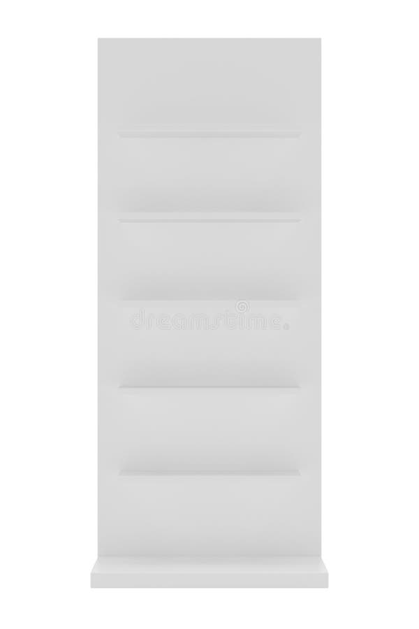 White Blank Empty Showcase Displays with Retail Shelves Front View 3D ...
