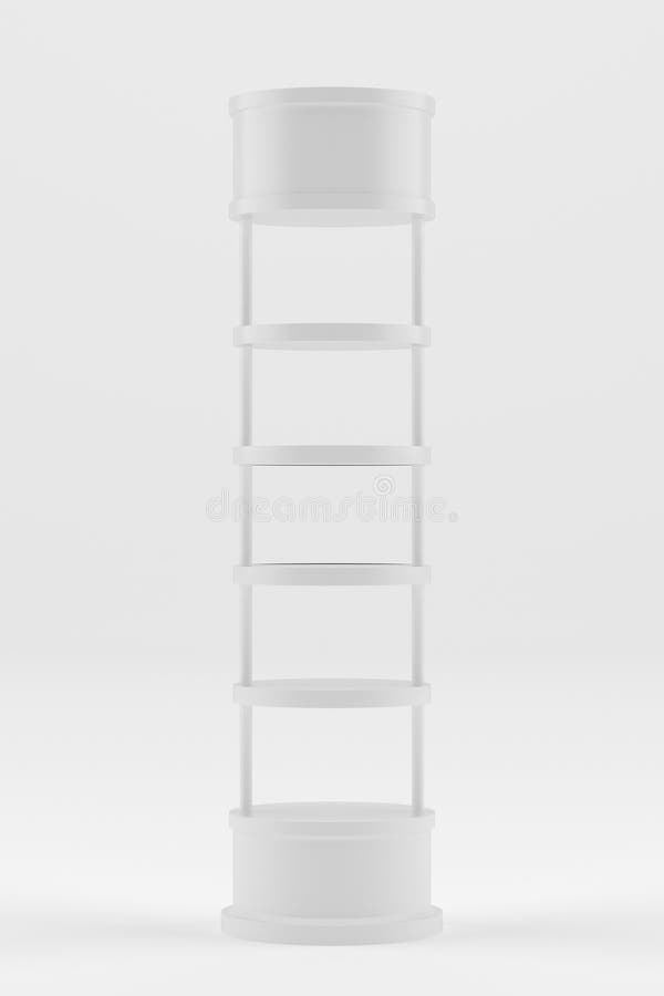 White Blank Empty Showcase Displays with Retail Shelves Front View 3D ...