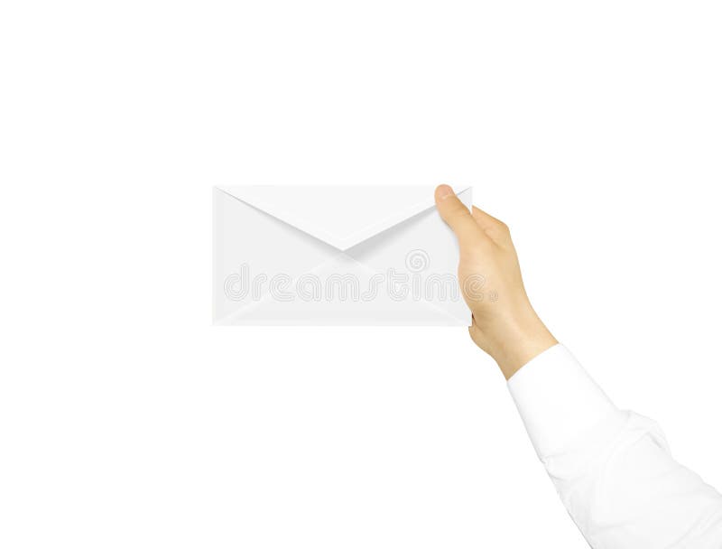 White Blank Envelope Mock Up Holding in Hand. Empty Post Documen Stock ...
