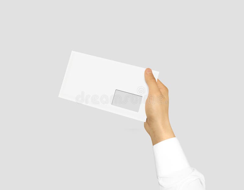 White Blank Envelope Mock Up Holding in Hand. Empty Post Documen Stock ...