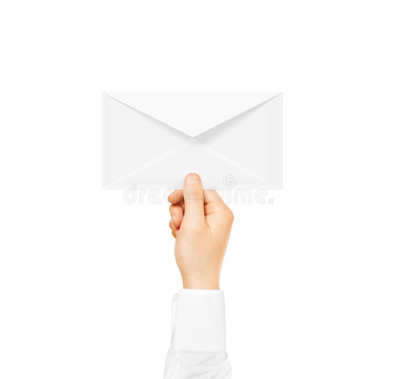 White Blank Envelope Mock Up Holding in Hand. Empty Post Documen Stock ...