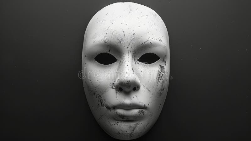 White Face Mask with Subtle Textures Against a Dark, Moody Backdrop ...