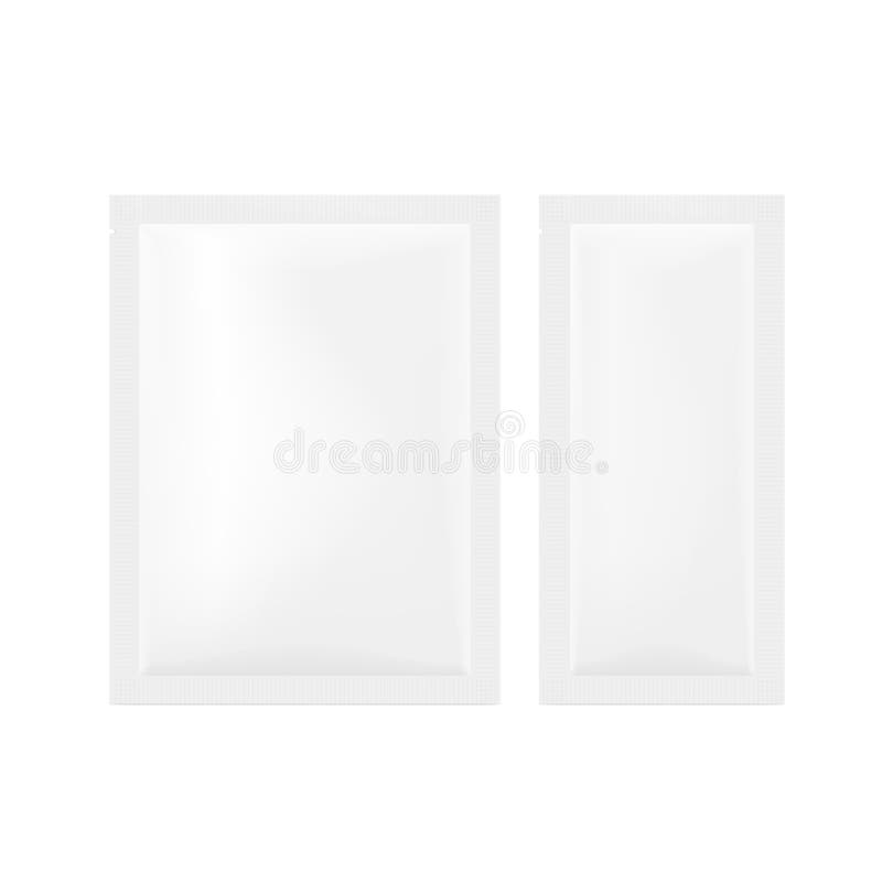 White Blank Foil Pouch Packaging for Salt, Sugar, Sachet Stock Vector ...