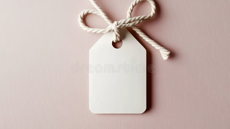 White Blank Gift Label with Natural Twine String on Soft Color ...