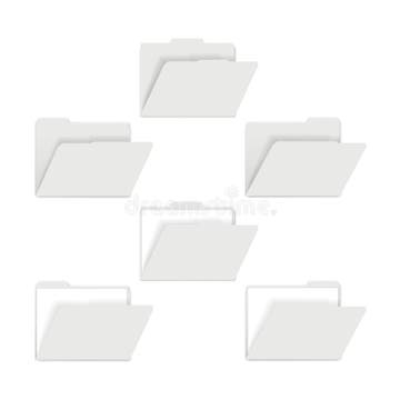 White Blank Half-open File Folder with Cut Tab Divider. Empty and with ...