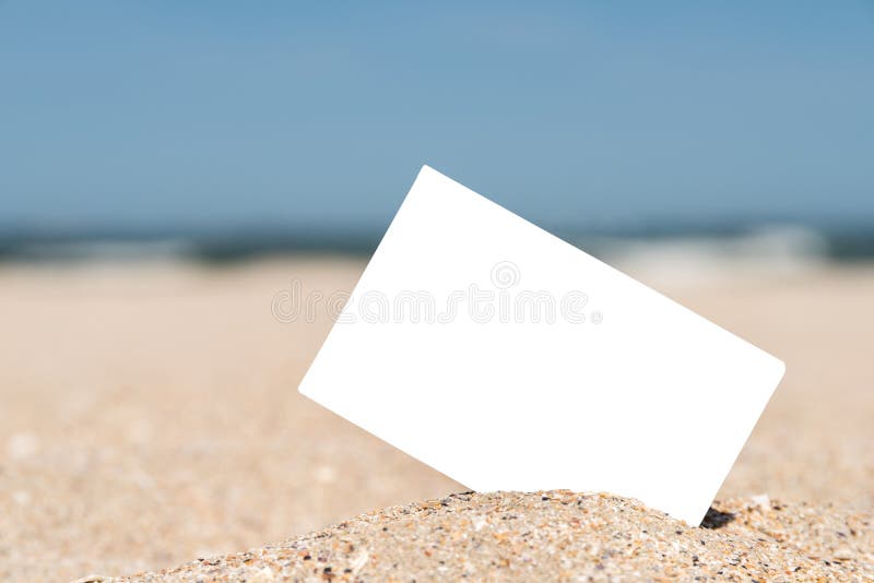 White Blank Instant Photo Card on Beach Sand Stock Photo - Image of ...