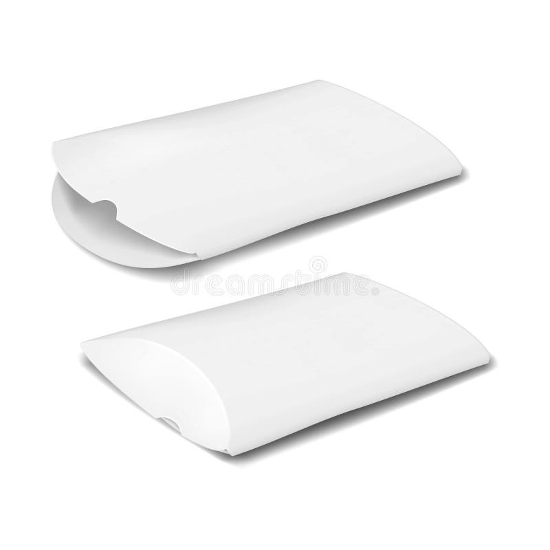 White Blank Isolated Paper Pillow Box. Open and Closed. Mock-up ...