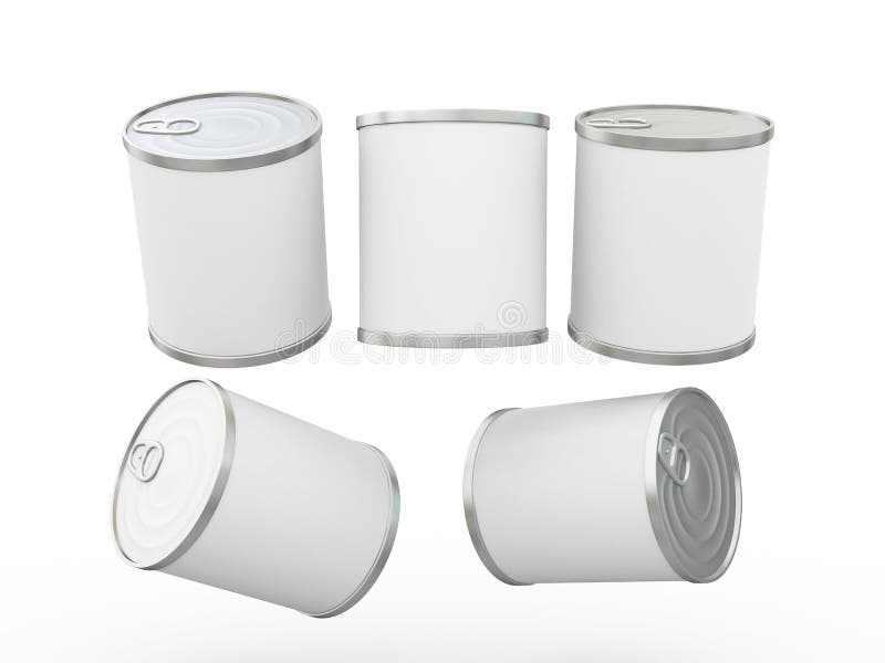 White Blank Label Food Can with Pull Tab, Clipping Path Include Stock ...