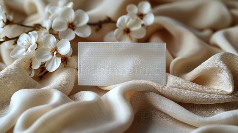 White Blank Laundry Care Label on Textured Shirt Fabric Background ...