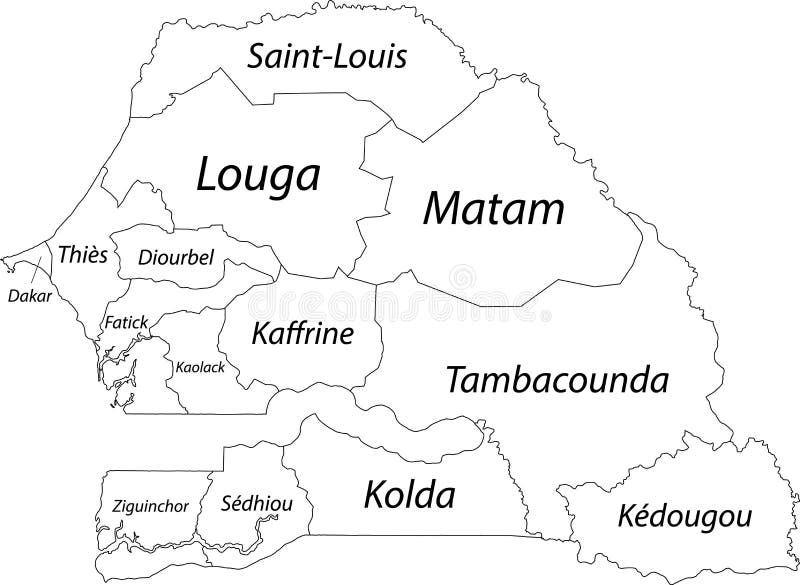 White blank map of Senegal stock vector. Illustration of contour ...