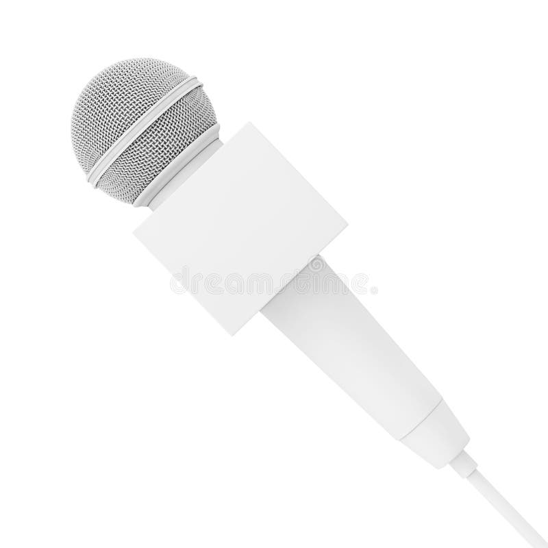 White Blank Modern Microphone in Clay Style. 3d Rendering Stock ...