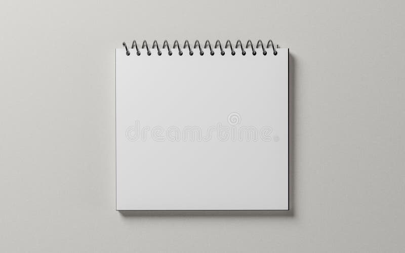 White Blank Notepad Sheet Mockup. Spiral Calendar on Gray Background ...