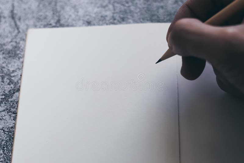 White Blank Page of Notebook, Diary or Journal and Hand for Writing ...