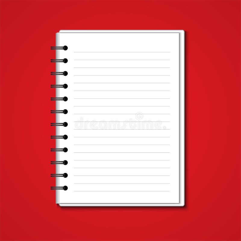 White Blank Paper Note Book on Red Background Stock Vector ...