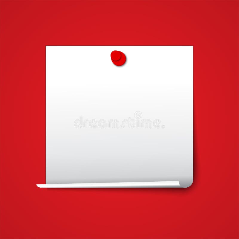 White Blank Paper Note on Red Background Stock Vector - Illustration of ...