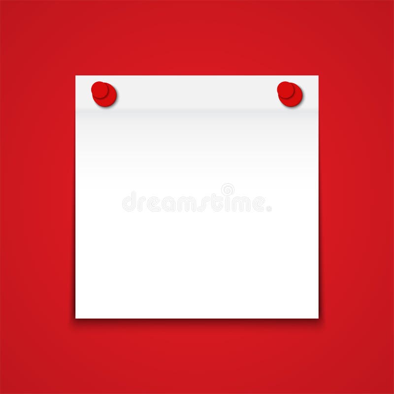 White Blank Paper Note on Red Background Stock Vector - Illustration of ...