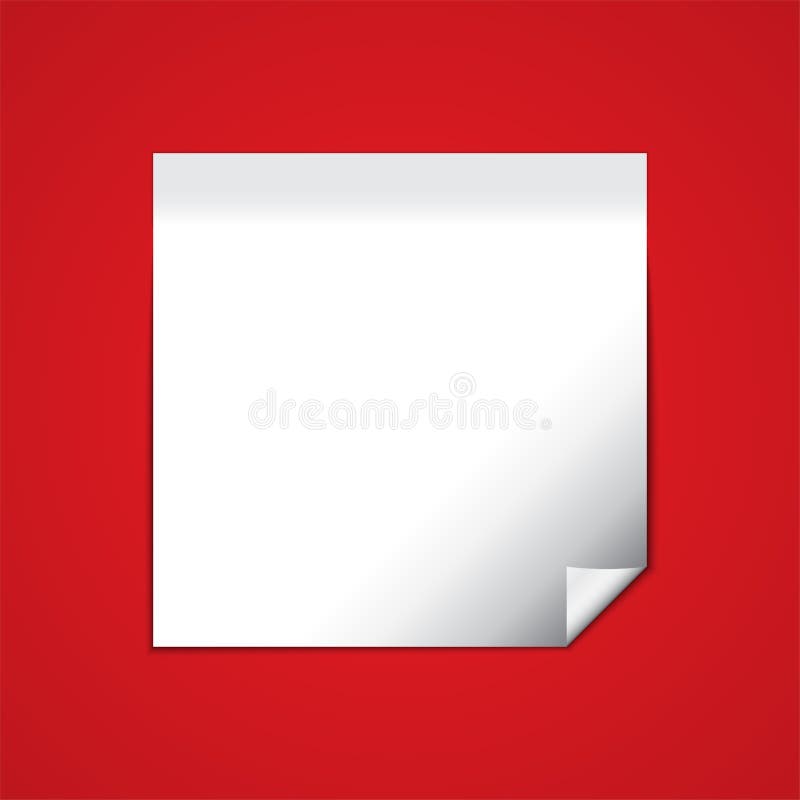White Blank Paper Note on Red Background Stock Vector - Illustration of ...