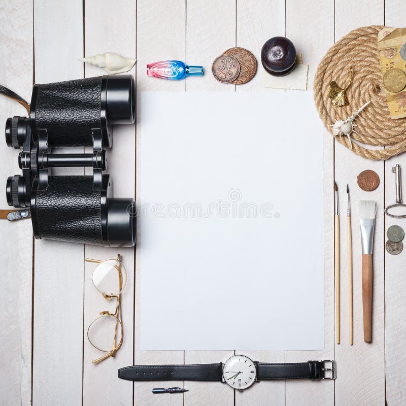 White Blank Paper Sheet with Lot Creative Stuff Stock Image - Image of ...
