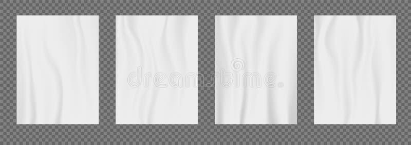 White Blank Paper Sheets. Wrinkled Realistic Posters Stock Vector ...
