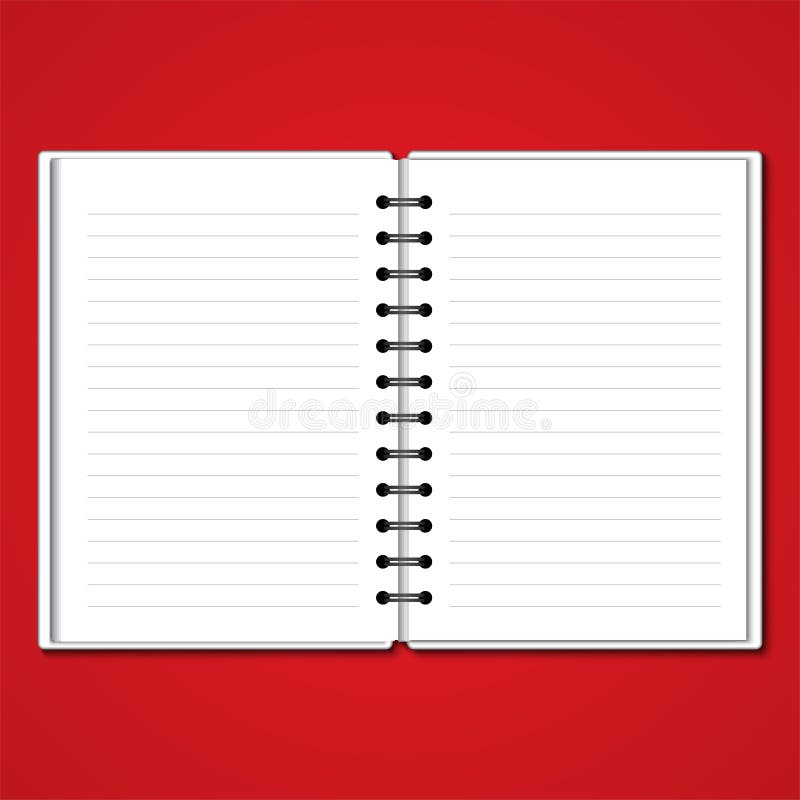 White Blank Paper Two Pages Note Book on Red Background Stock Vector ...