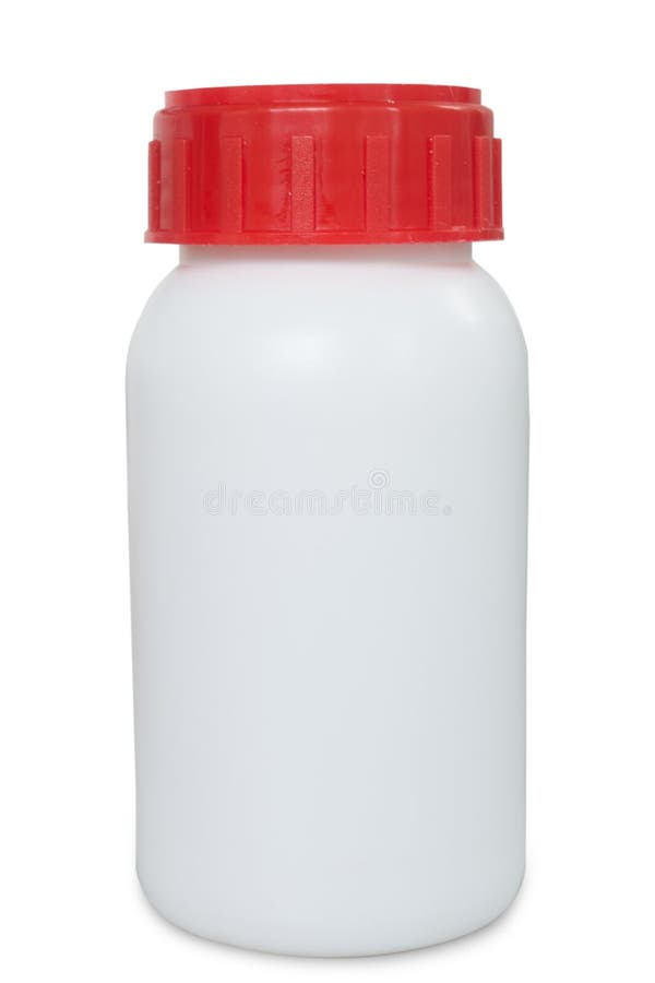 White Blank Plastic Container with Red Cap Stock Photo - Image of ...