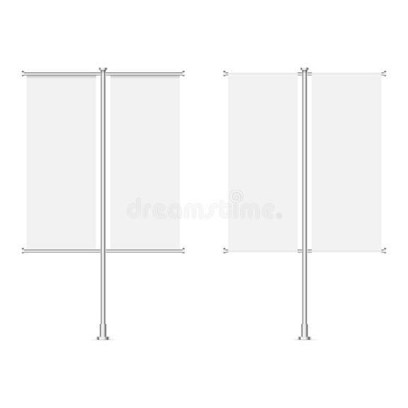 White Blank Pole Banner Advertisement Flag Mockup. Vector Stock Vector ...