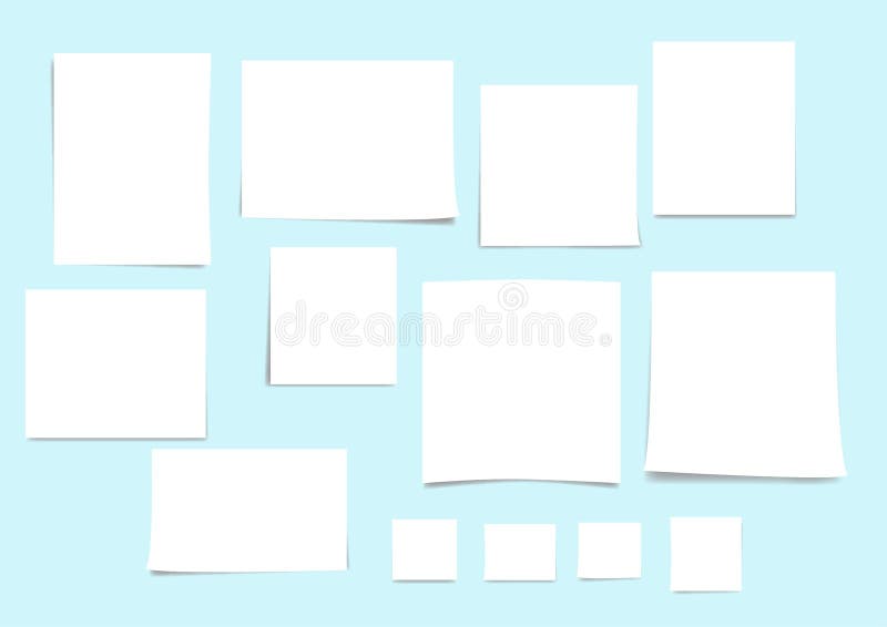 White Blank Post-it Notes or White Paper Notes Vector Illustration ...
