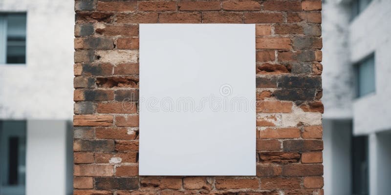 A White Blank Poster on the Brick Wall of an Urban Building. Stock ...