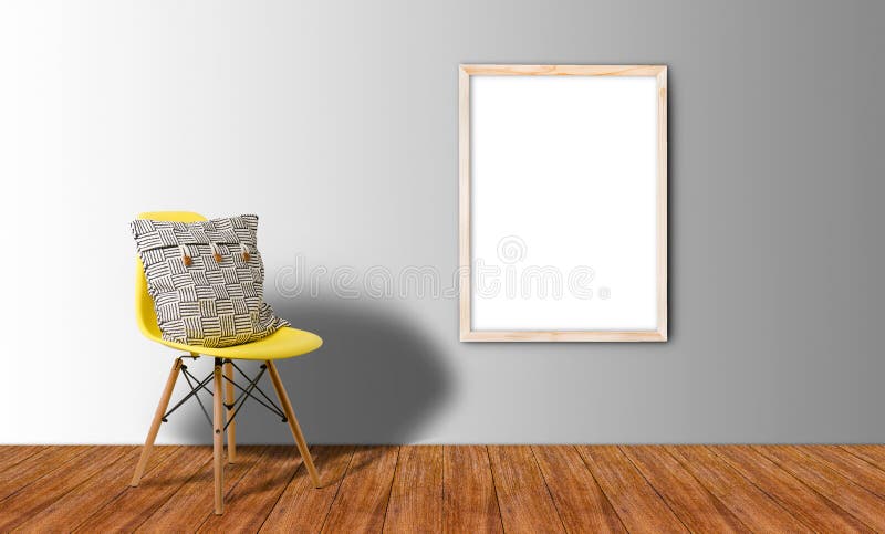 White Blank Poster in Concrete Floor Room Stock Image - Image of idea ...