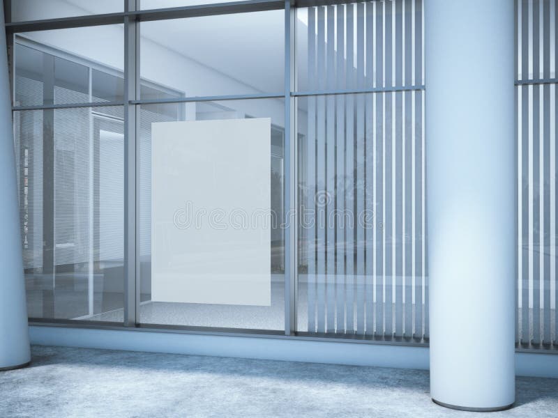 White Blank Poster on the Office Window Stock Photo - Image of empty ...