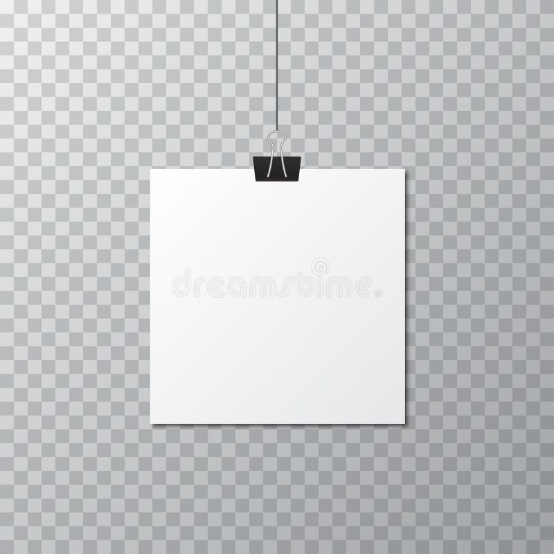 White Blank Poster Template with Stationery Clip. Blank Poster Mockup ...
