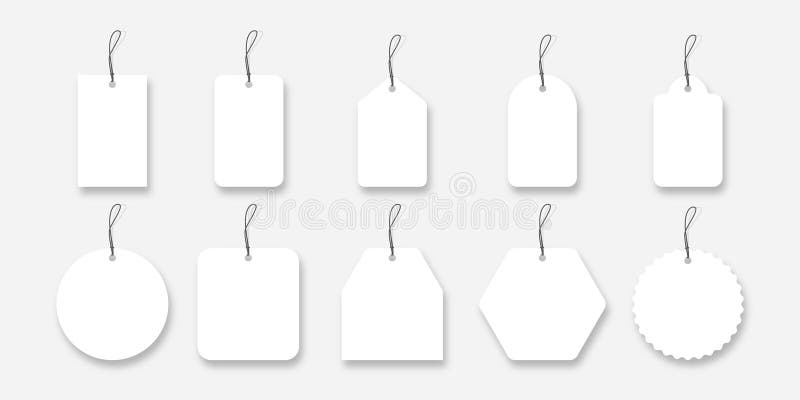 White Blank Price Tags Vector Set Stock Vector - Illustration of ...
