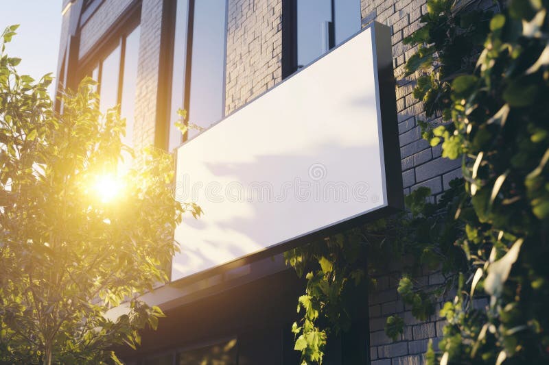 White Blank Rectangular Signboard Building Facade Information Board ...