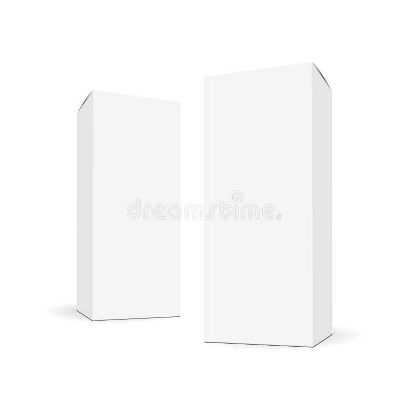 White Blank Rectangular Tall Boxes with Side Perspective View Stock ...