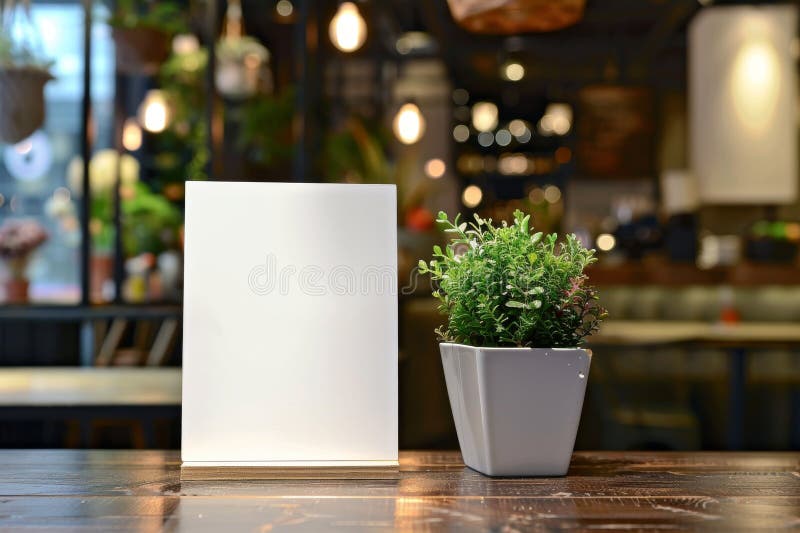 White Blank Restaurant Menu Sign on a Table Stock Illustration ...