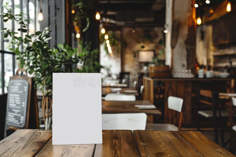 White Blank Restaurant Menu Sign on a Table Stock Image - Image of ...
